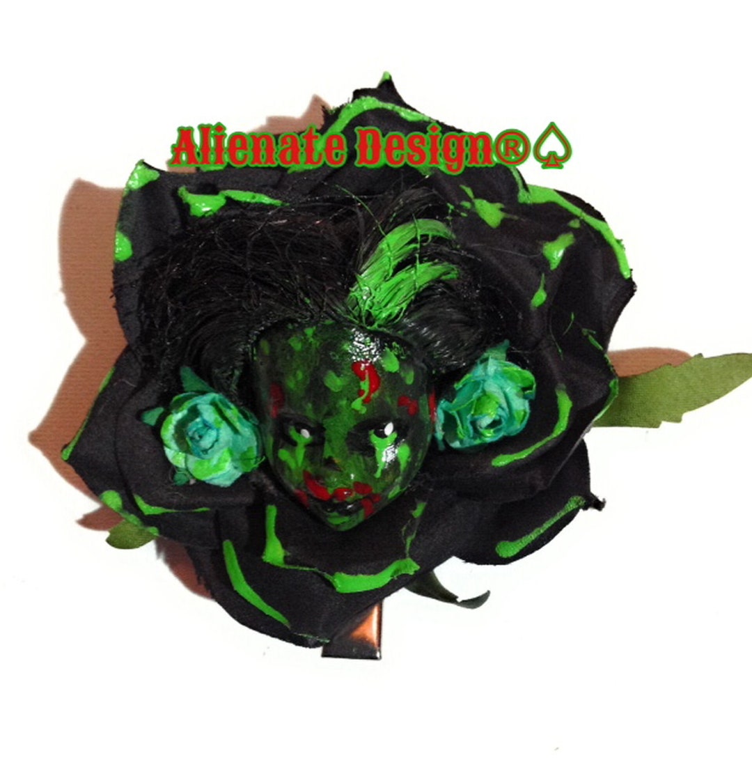 ZOMBIE GIRL Black Rose Hair Clip - Etsy