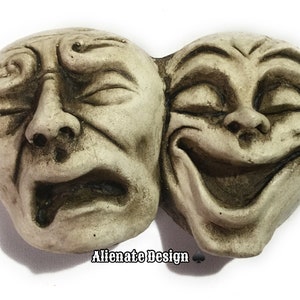 Gargoyles "tragedy AND Comedy" Faces ..stone Wall Plaque/mask for ...