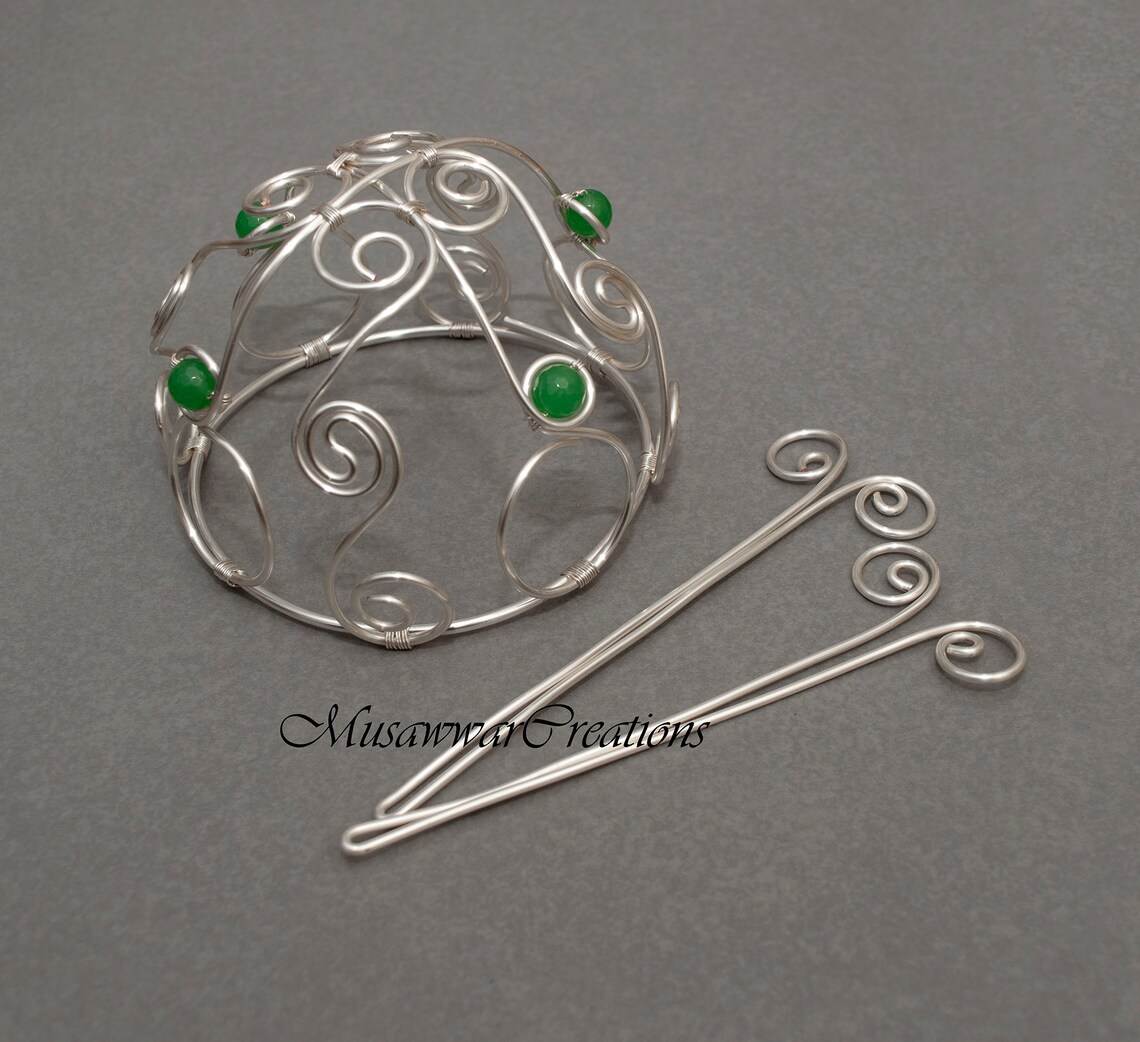 Silver Spiral design silver bun cage hair bun holdersilver | Etsy