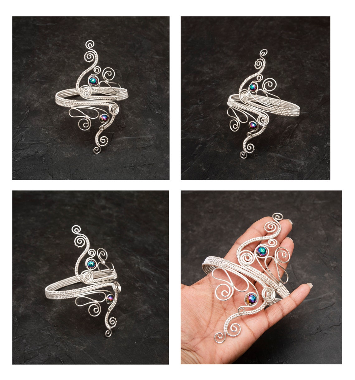 Silver arm cuff or bracelet cuff Upper Arm braceletsilver | Etsy