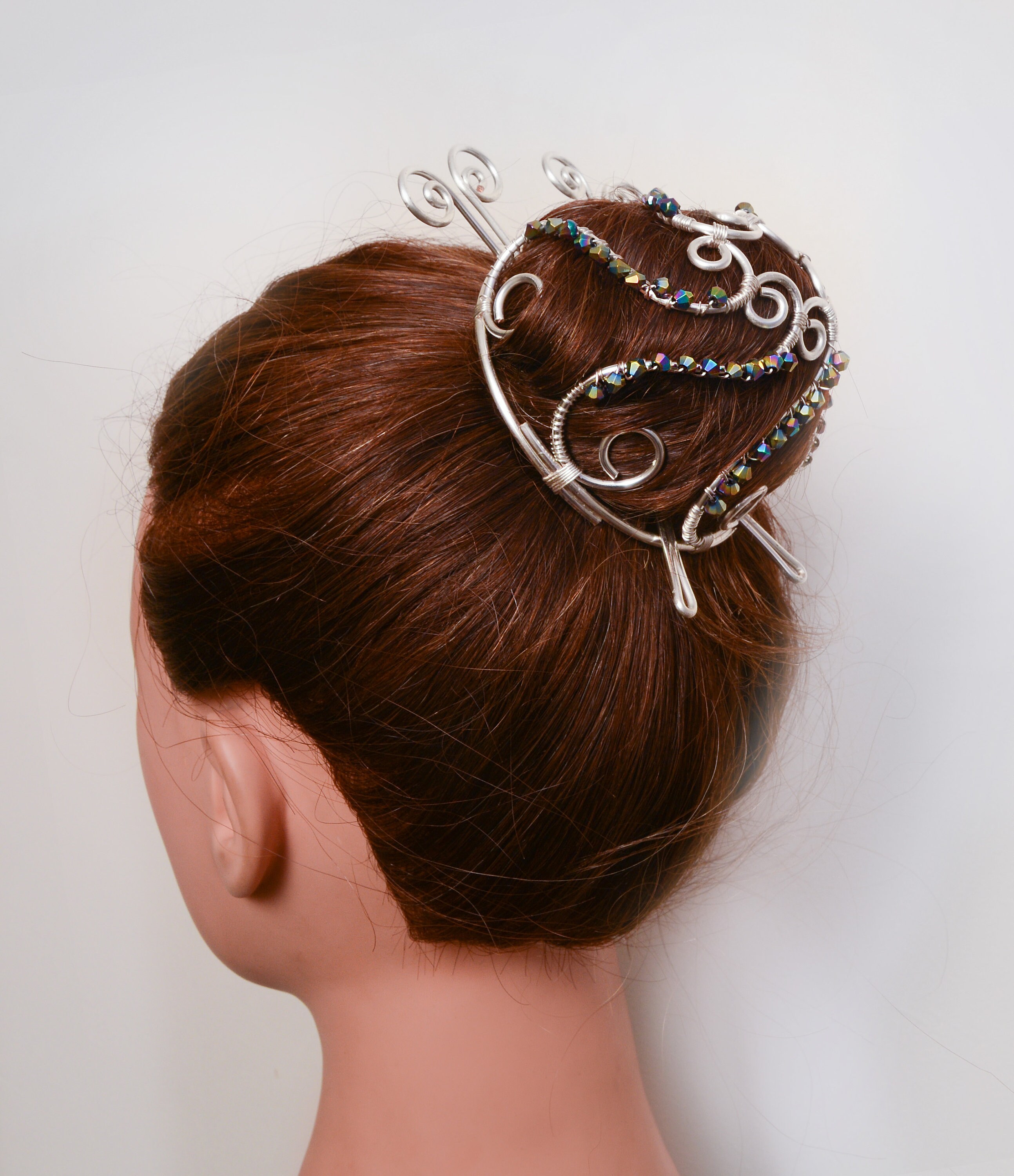 Silver Hair Bun Cage wire Wrapped Hair Bun Holder Multi Color - Etsy UK