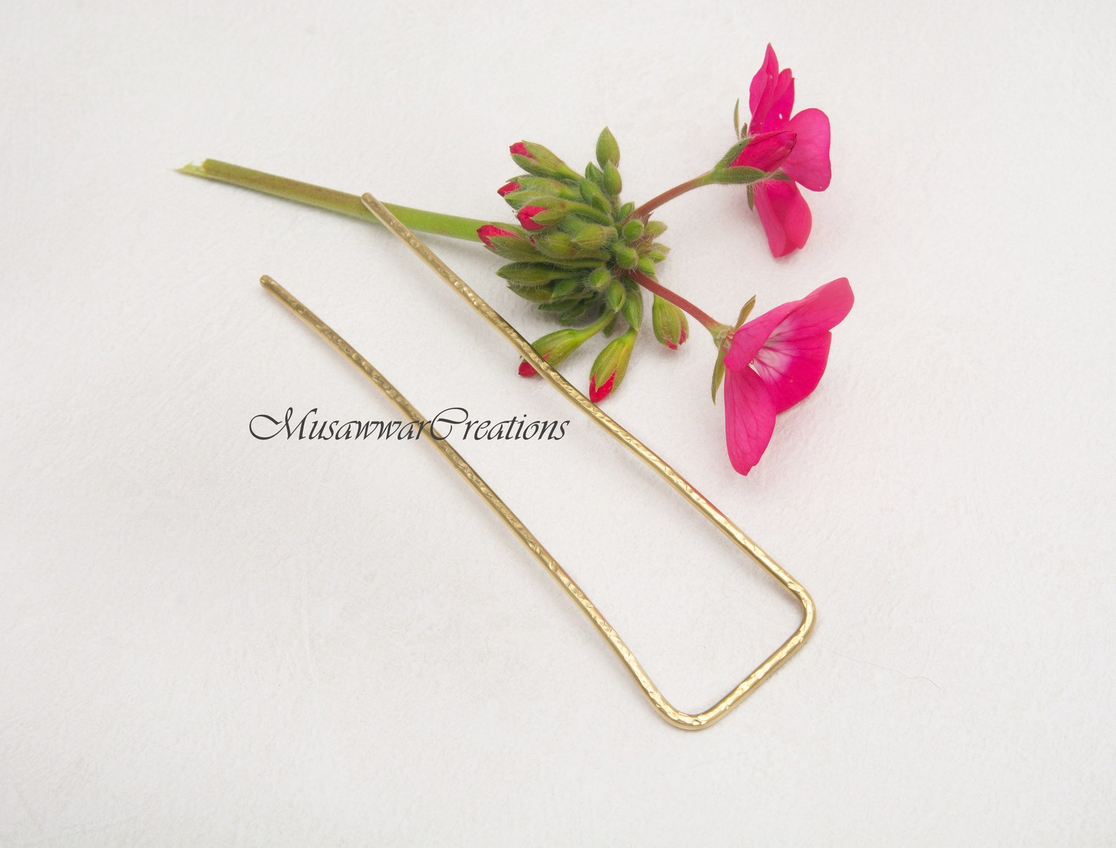 Simple Square Shape Brass Hair Fork, Textured Brass Wire Fork ,thick ...
