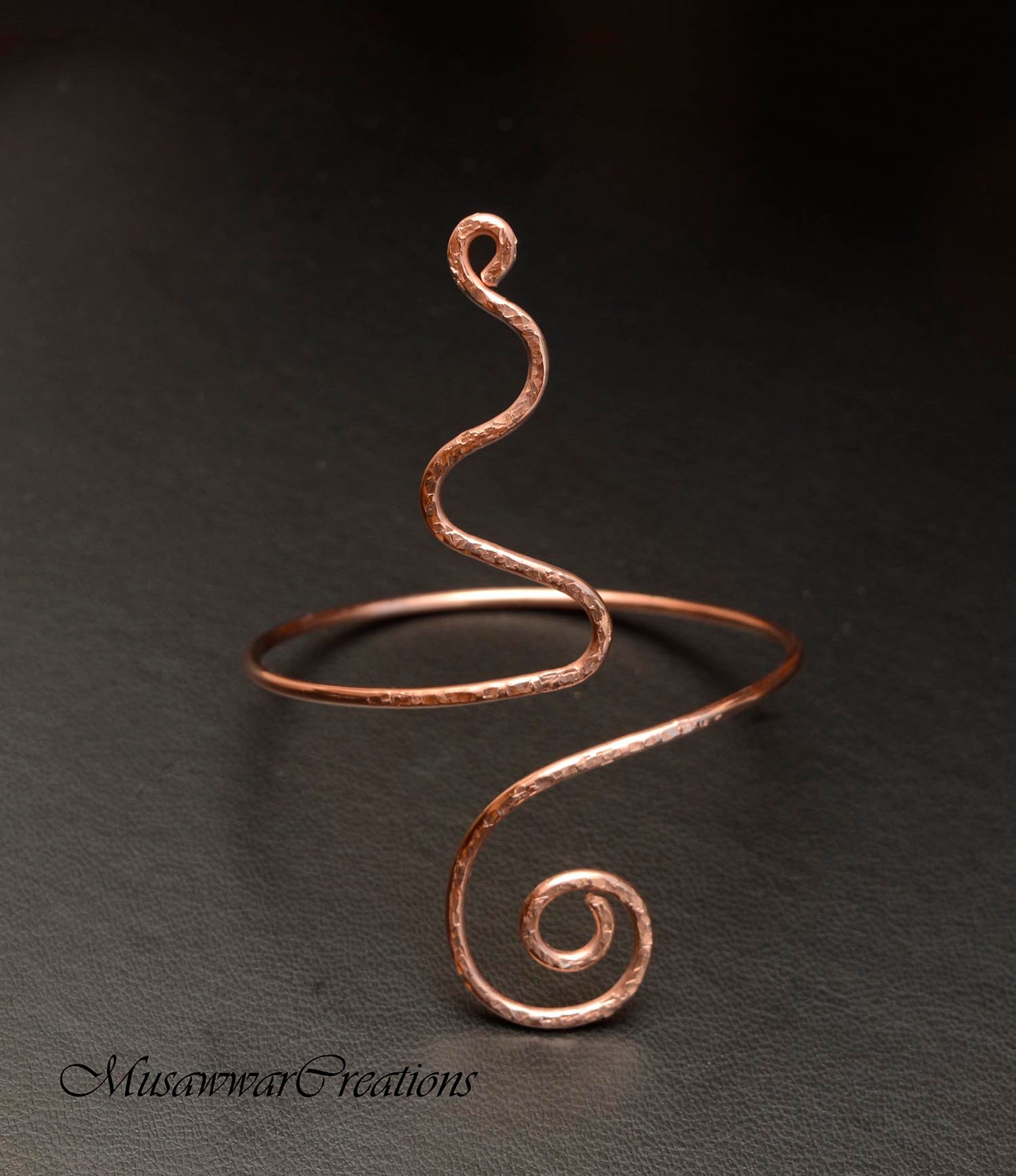 Handmade Copper Armlet, Snake Design Upper Arm Cuff Bracelet, Copper ...