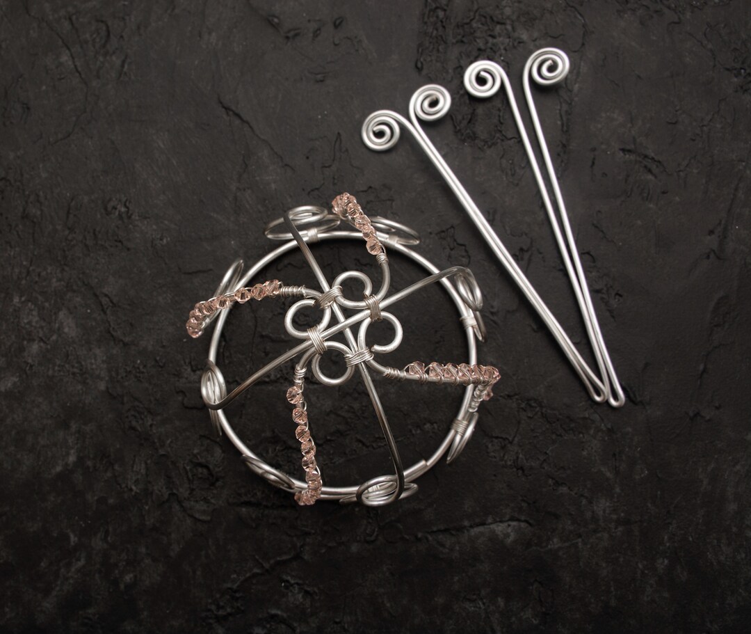 Silver Spiral Design Silver Bun Cage ,hair Bun Holder,silver Wire Hair ...