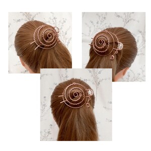 Handmade Antique Copper Spiral Bun Cage With Agate: Twisted Hair ...
