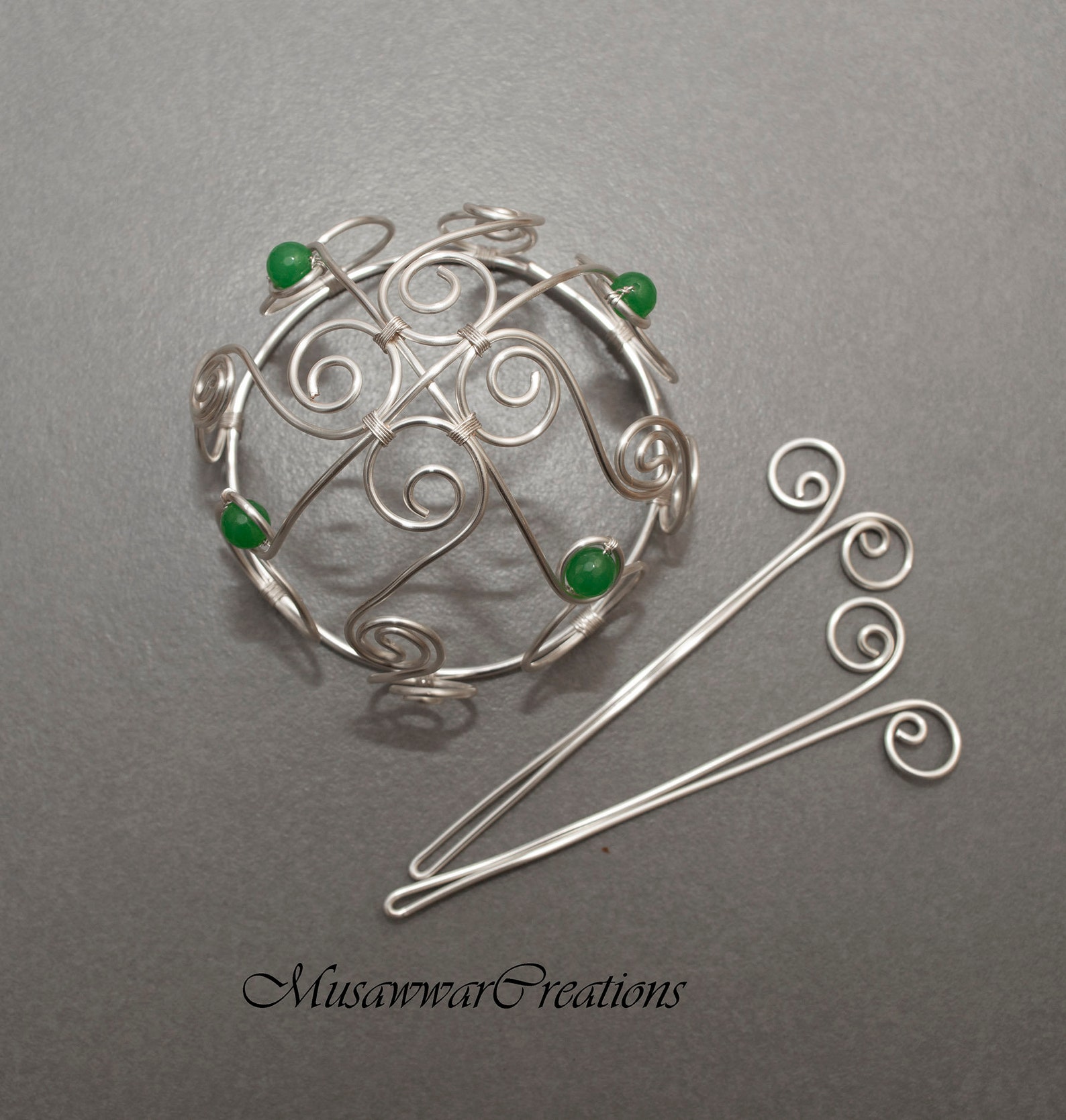 Silver Spiral design silver bun cage hair bun holdersilver | Etsy