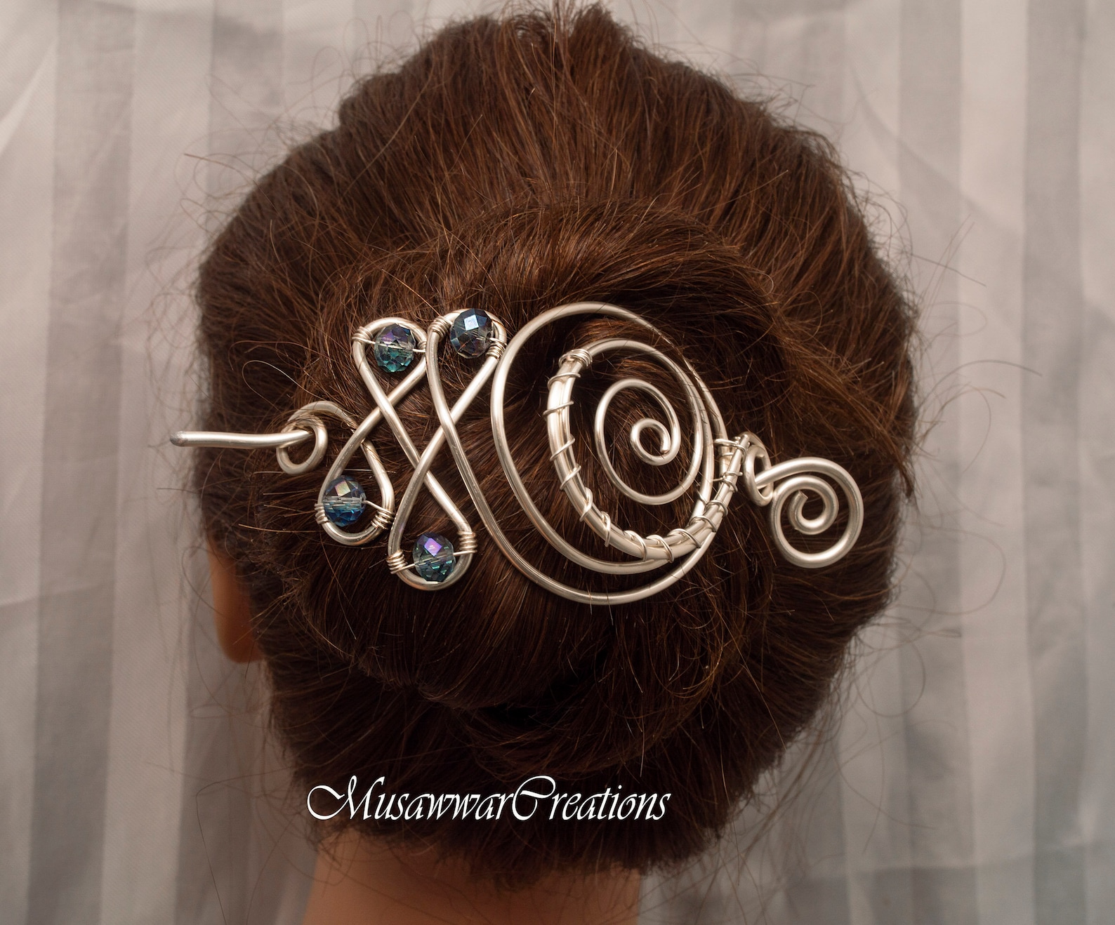 Silver Hair Bun Holder , Hair Bun Slide ,celtic Design,hair Bun Brooch ...