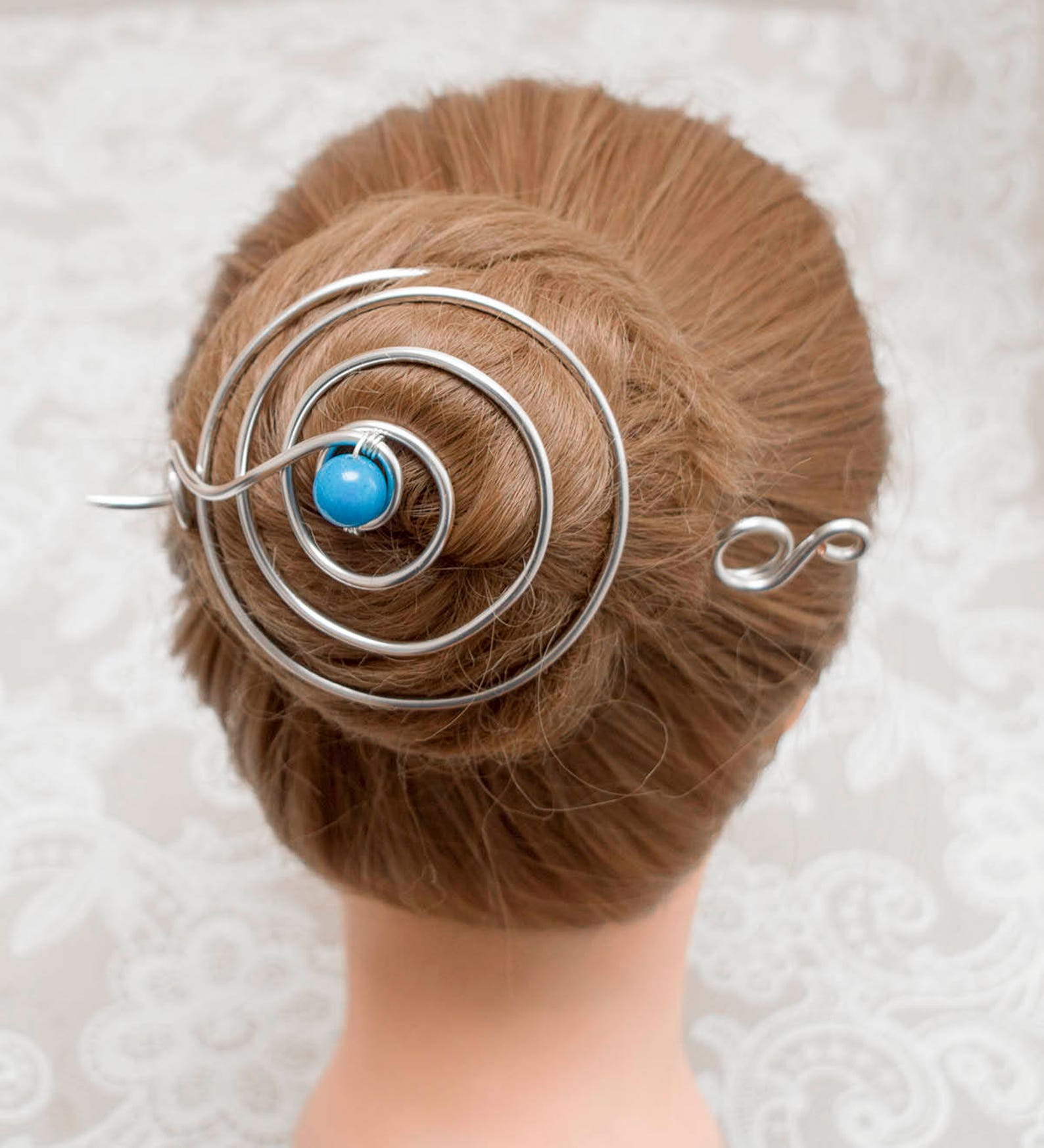 Silver Spiral Bun Cage hair Bun Holderhair Bun hair - Etsy UK