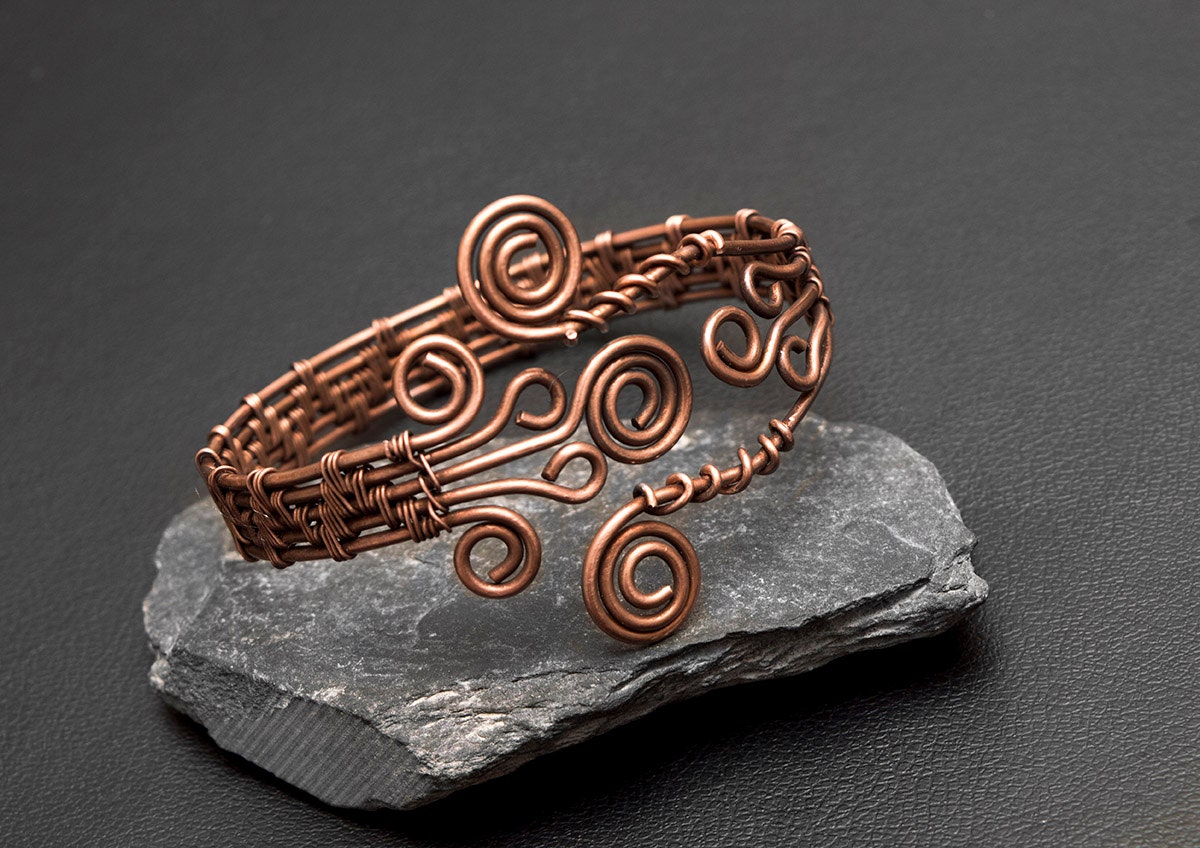 Copper Wire wrapped bracelet.cuff bracelet. Handmade bracelet | Etsy