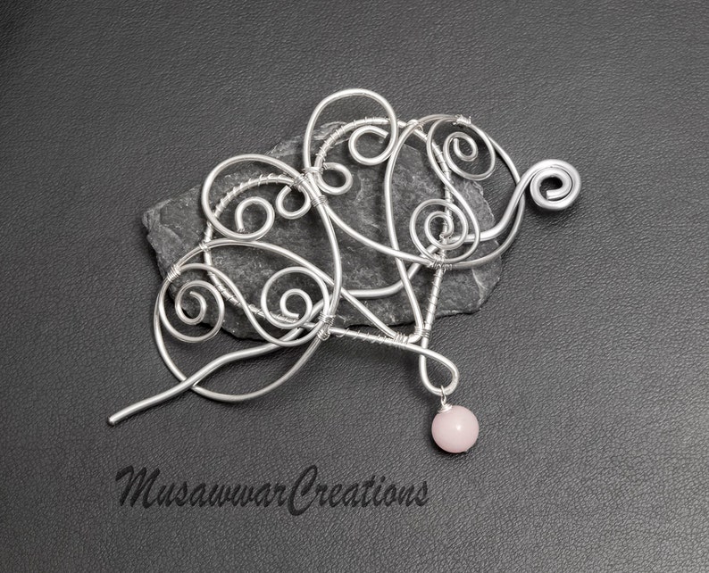 Bridal Hair Bun Slide Wire Wrapped Silver Hair Barrette Hair - Etsy