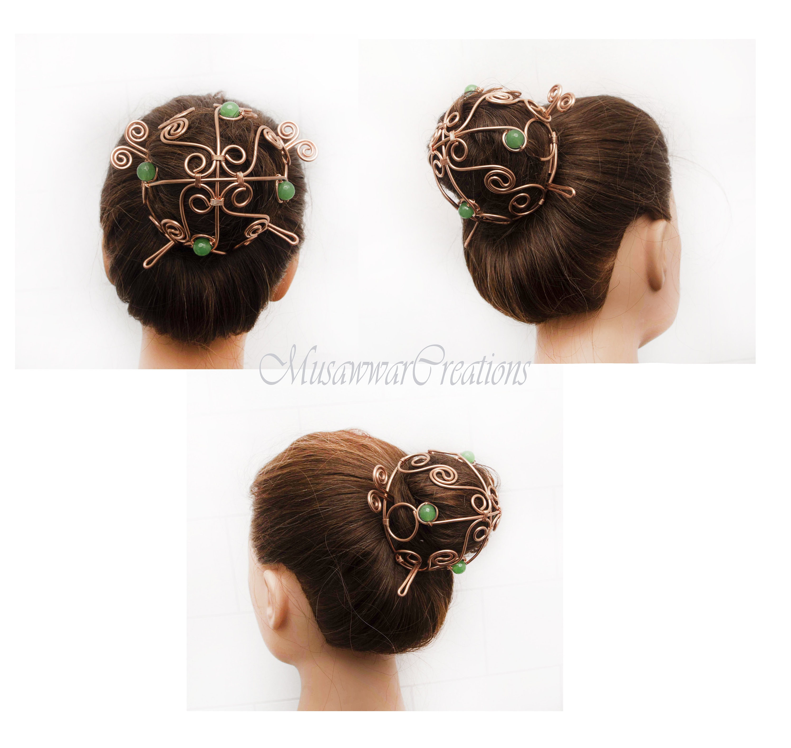 Silver Spiral design silver bun cage hair bun holdersilver | Etsy