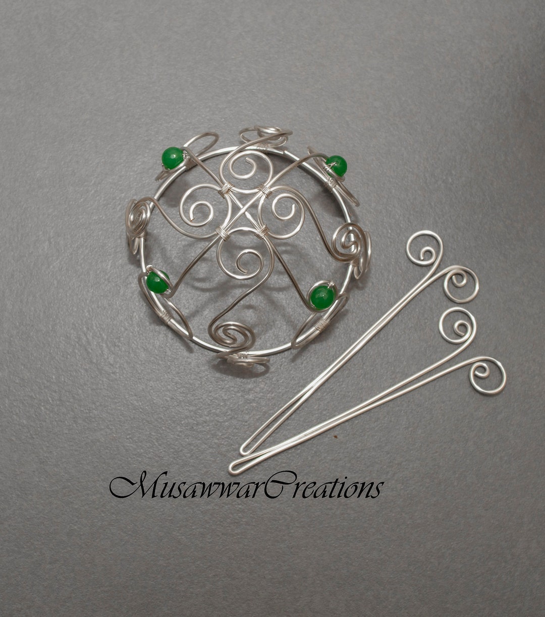 Silver Spiral Design Silver Bun Cage ,hair Bun Holder,silver Wire Hair ...