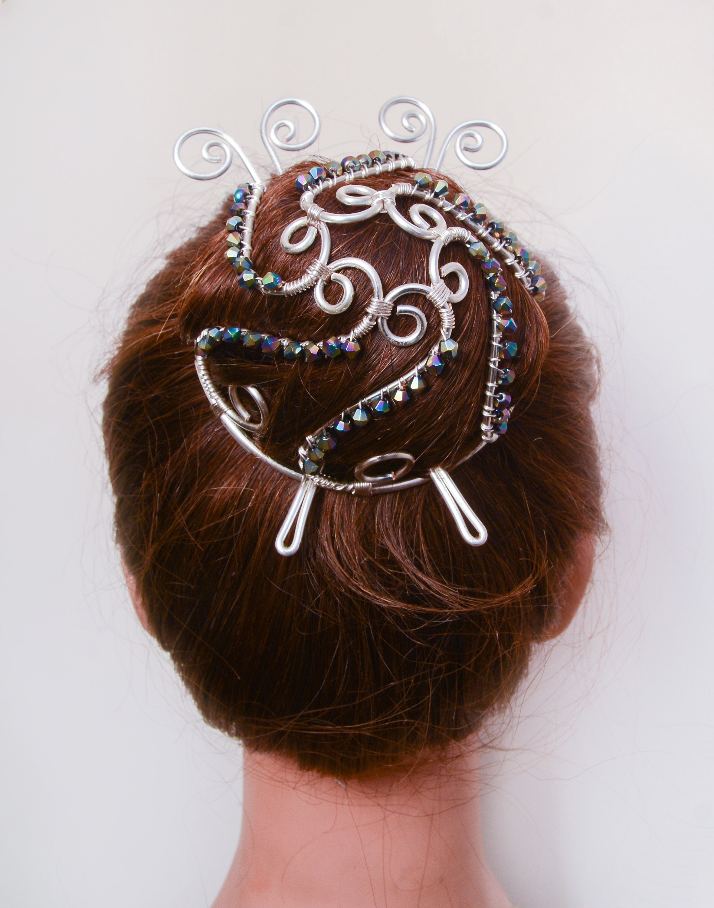 Silver Hair Bun Cage wire Wrapped Hair Bun Holder Multi Color - Etsy UK