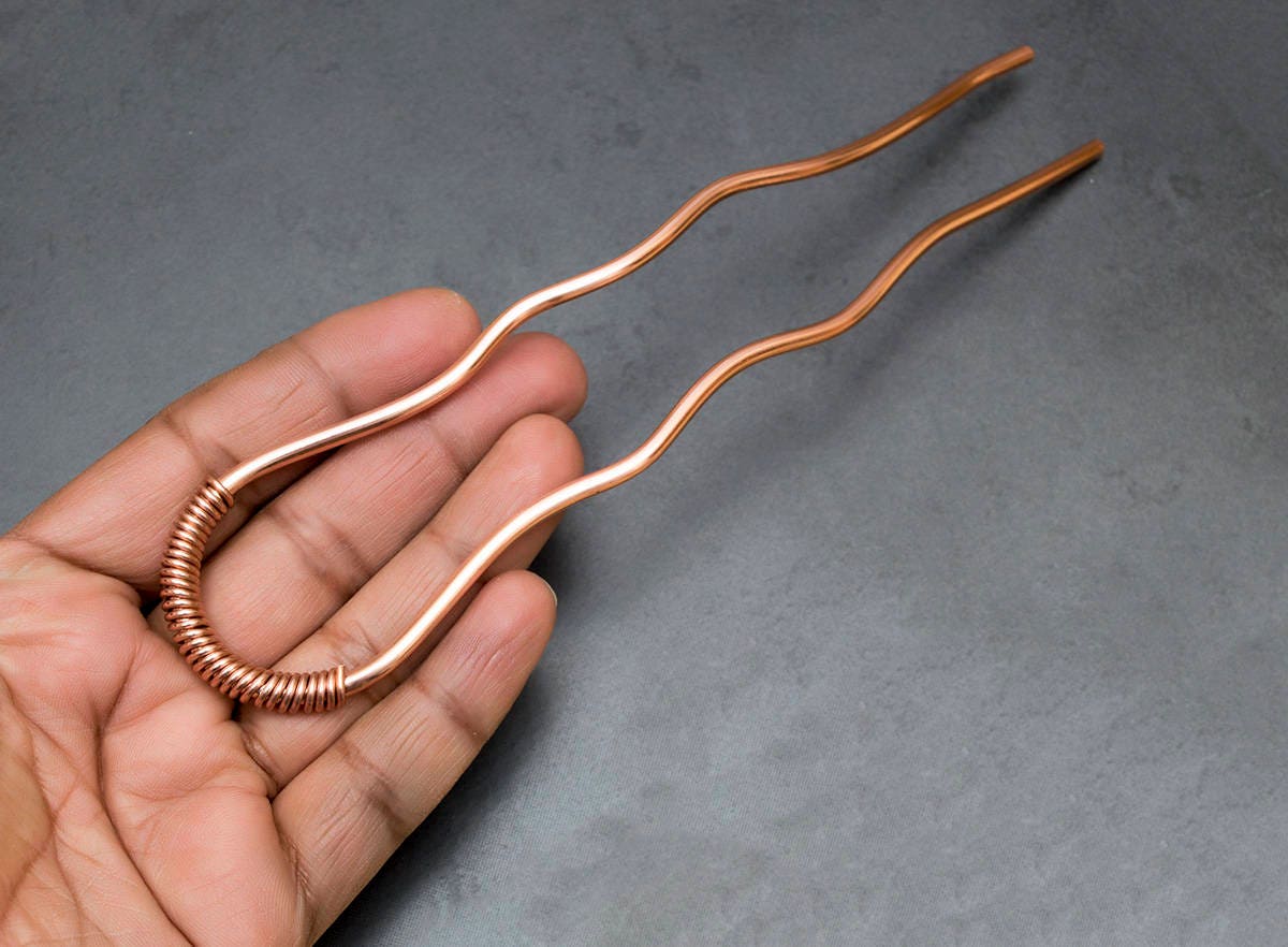 Simple copper Hair Fork thick guage Copper Hair u shape fork | Etsy
