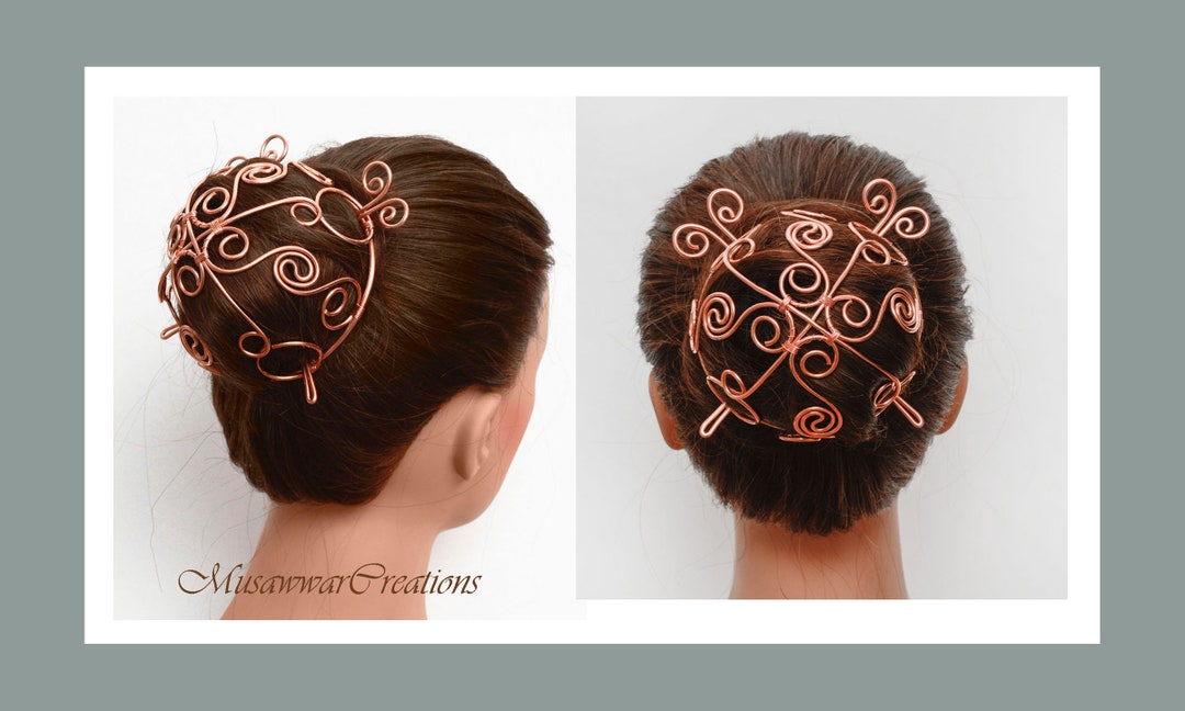 Handcrafted Copper Spiral Bun Cage ,hair Bun Holder,hair Bun ,hair Bun ...