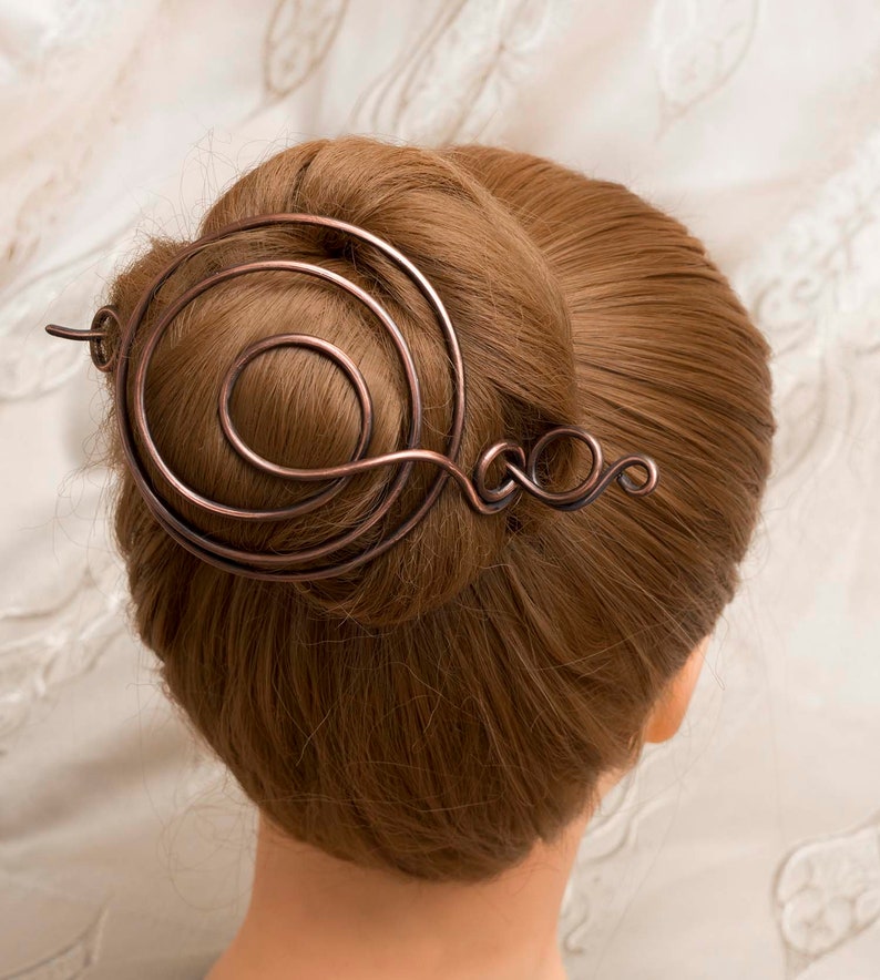 Copper Spiral Hair Bun Cage: Antique Style Hair Slide - Etsy UK