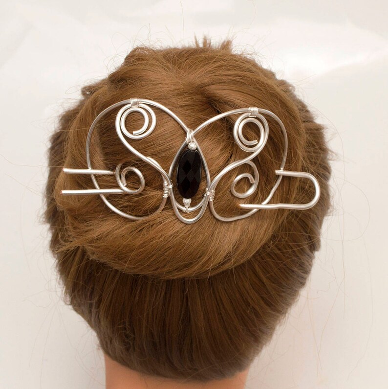 Silver Hair bun holderbridal silver bun pin silver wrapped | Etsy