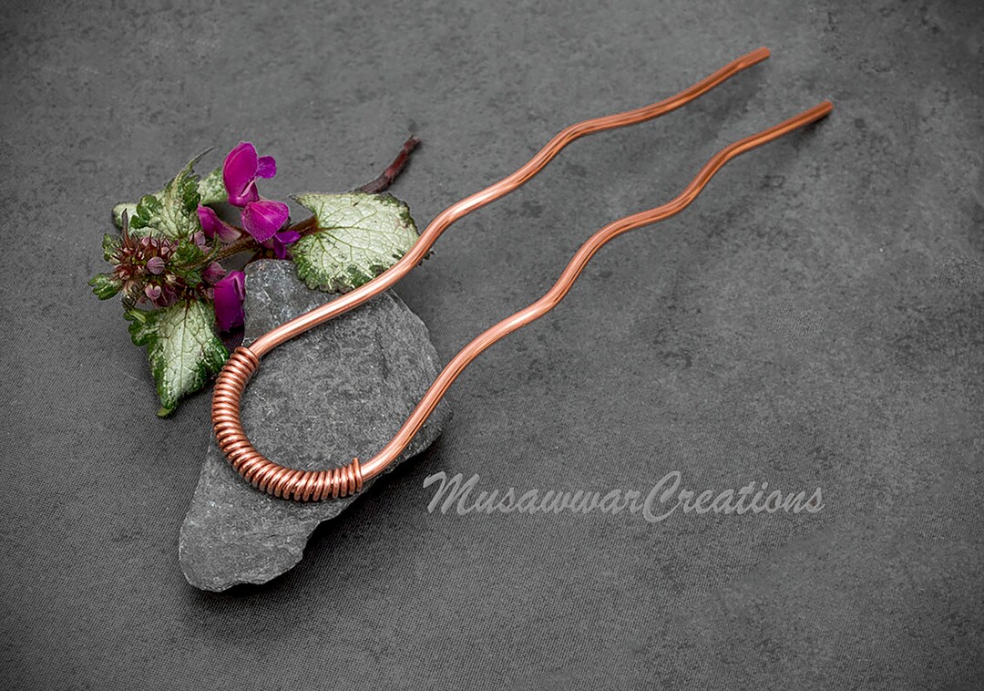 Pure Copper Hair Fork, Thick Gauge U Shape Fork, Wavy Hair Fork.hair ...