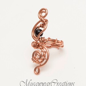 Black Agate Wire Wrapped Shiny Copper Ring ,adjustable Copper Ring ...