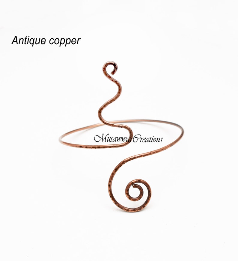 Handmade Copper Armlet, Snake Design Upper Arm Cuff Bracelet, Copper ...