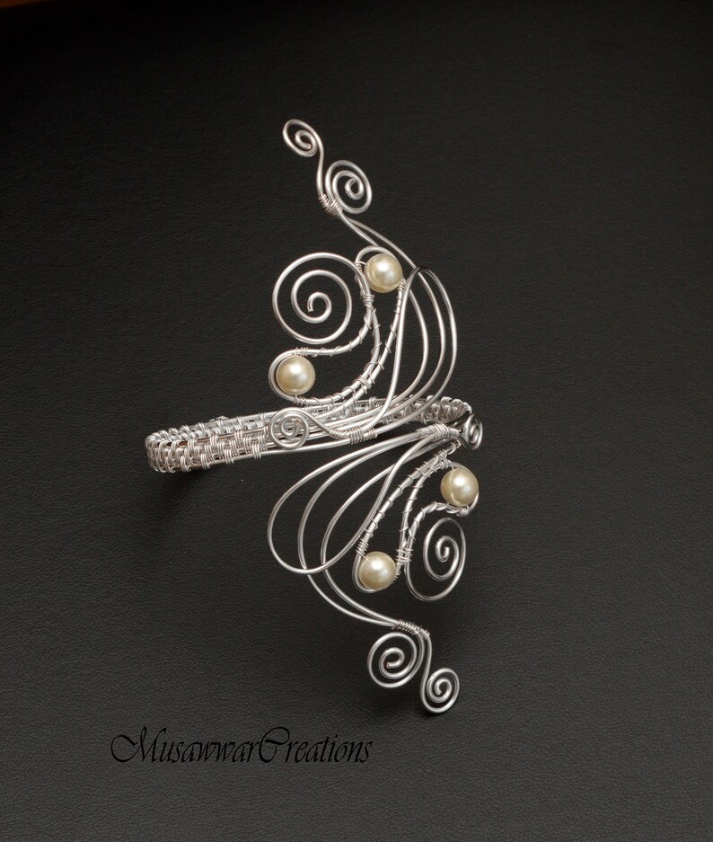 Bridal Arm Cuff Silver Arm Cuffsilver Swirl Design Upper Arm - Etsy