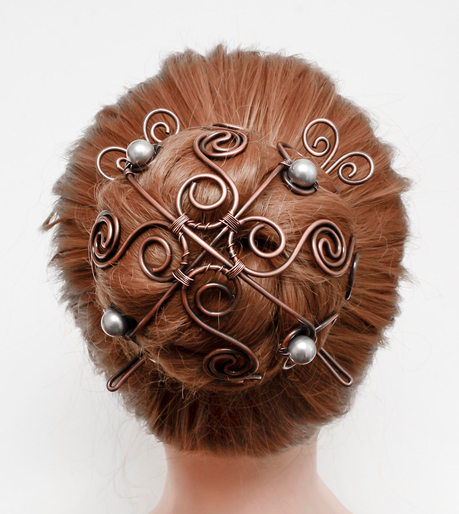 Antique Copper Spiral Bun Cage hair Bun Holdersilver Shell - Etsy UK