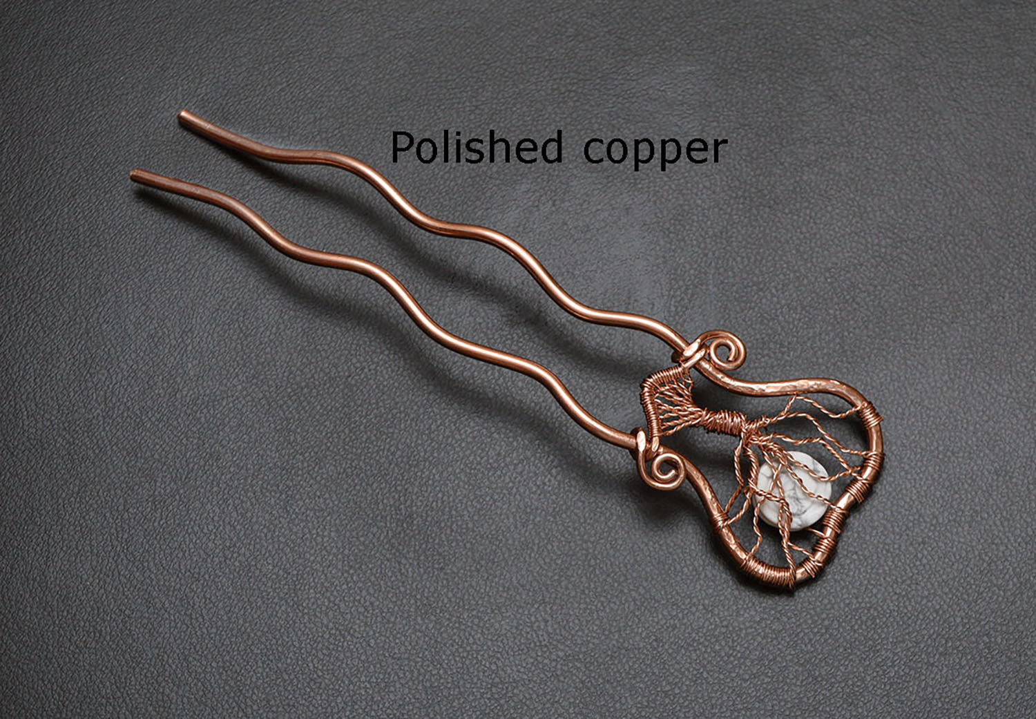 Elegant and Heavy Duty Tree of Life Hair Fork, Full Moon Howlite Hair ...