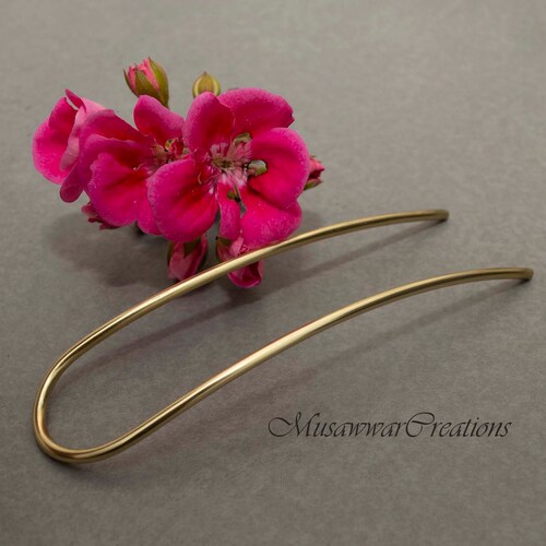 Curved Simple Brass Hair Fork Brass Hair U Shape Prong Brass - Etsy