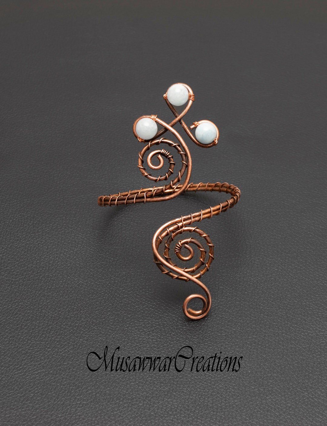 Antique Copper Upper Arm Cuff bracelet Light Pale Blue - Etsy