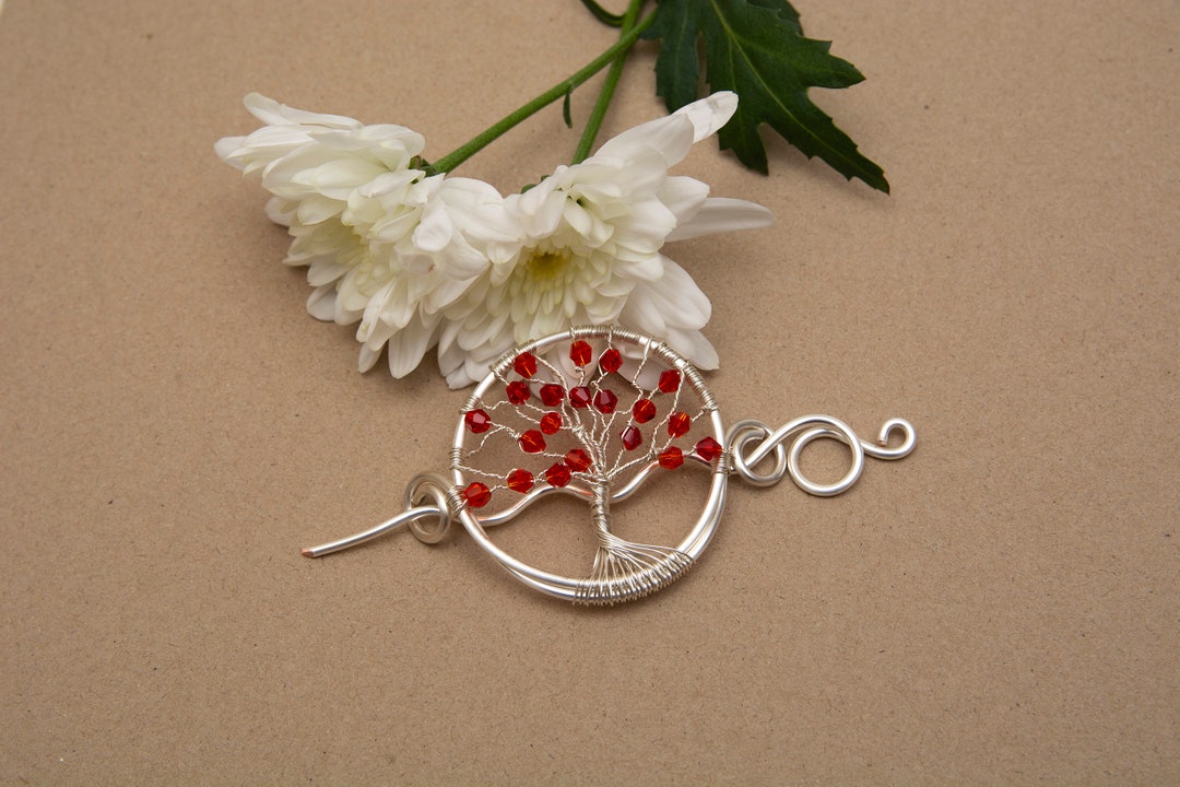 Silver Shawl Pin, Tree of Life Shawl Pin and Hair Slide ,handmade Tree ...
