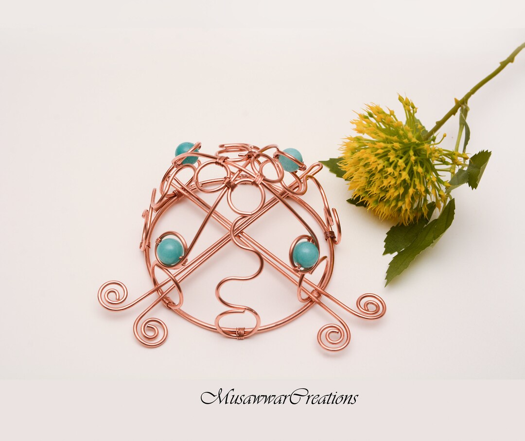 Handcrafted Copper Spiral Bun Cage ,hair Bun Holder,light Sea Green ...
