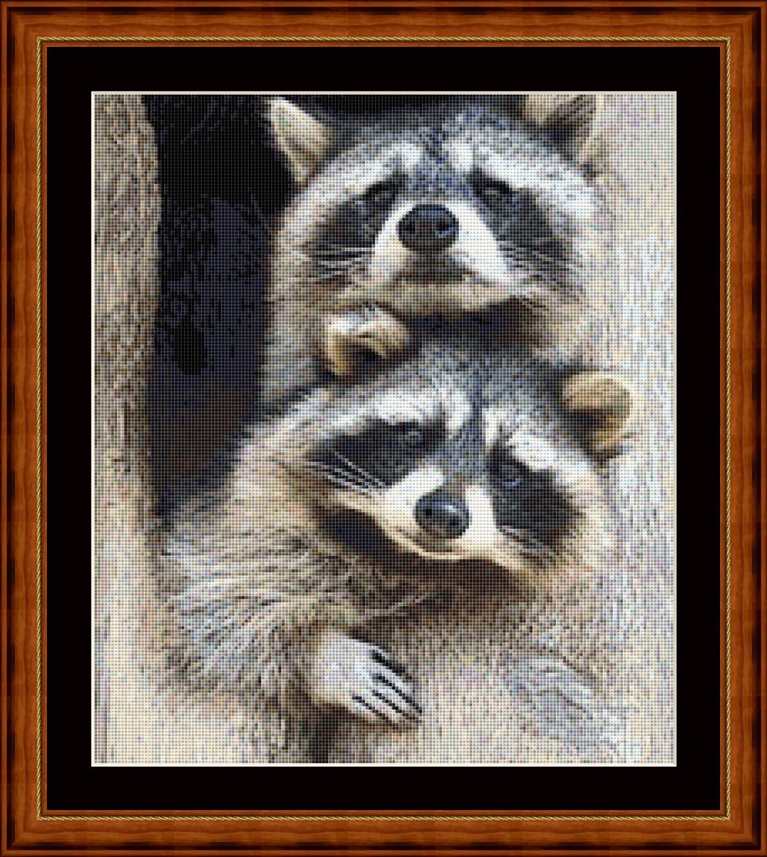 RACCOONS PDF in 14/18 Count Cross Stitch Chart / Pattern Original ...