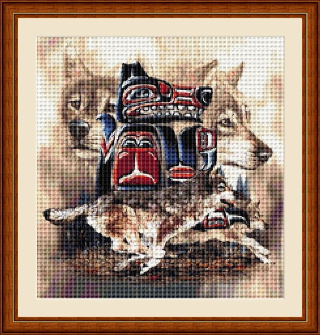WOLF SYMBOL - Pdf Cross Stitch Chart in 14/18 Count Original Artwork ...