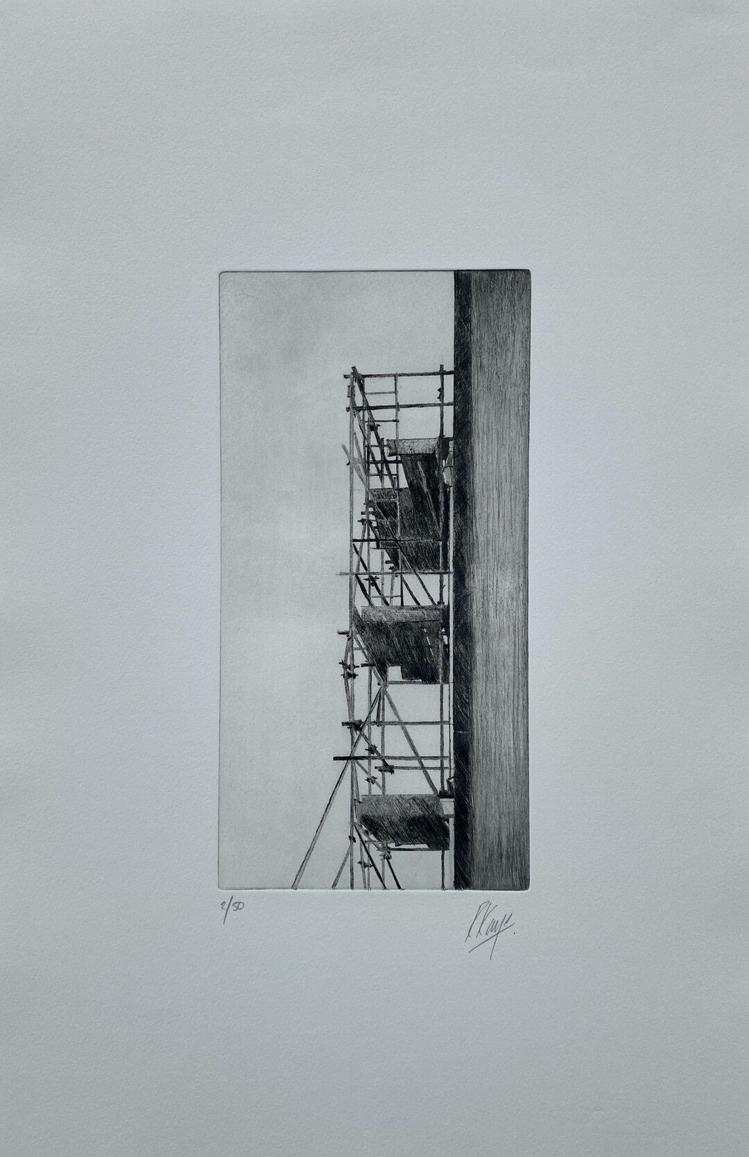 Scaffolding (large), an Original Drypoint Print, Etching, Industrial ...
