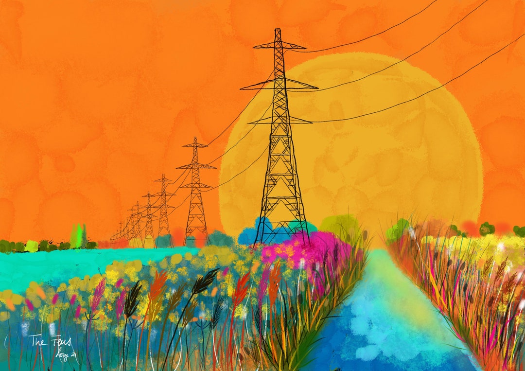 The Fens Art Print, Colourful Fenland Poster Print, Art Wall Decor ...