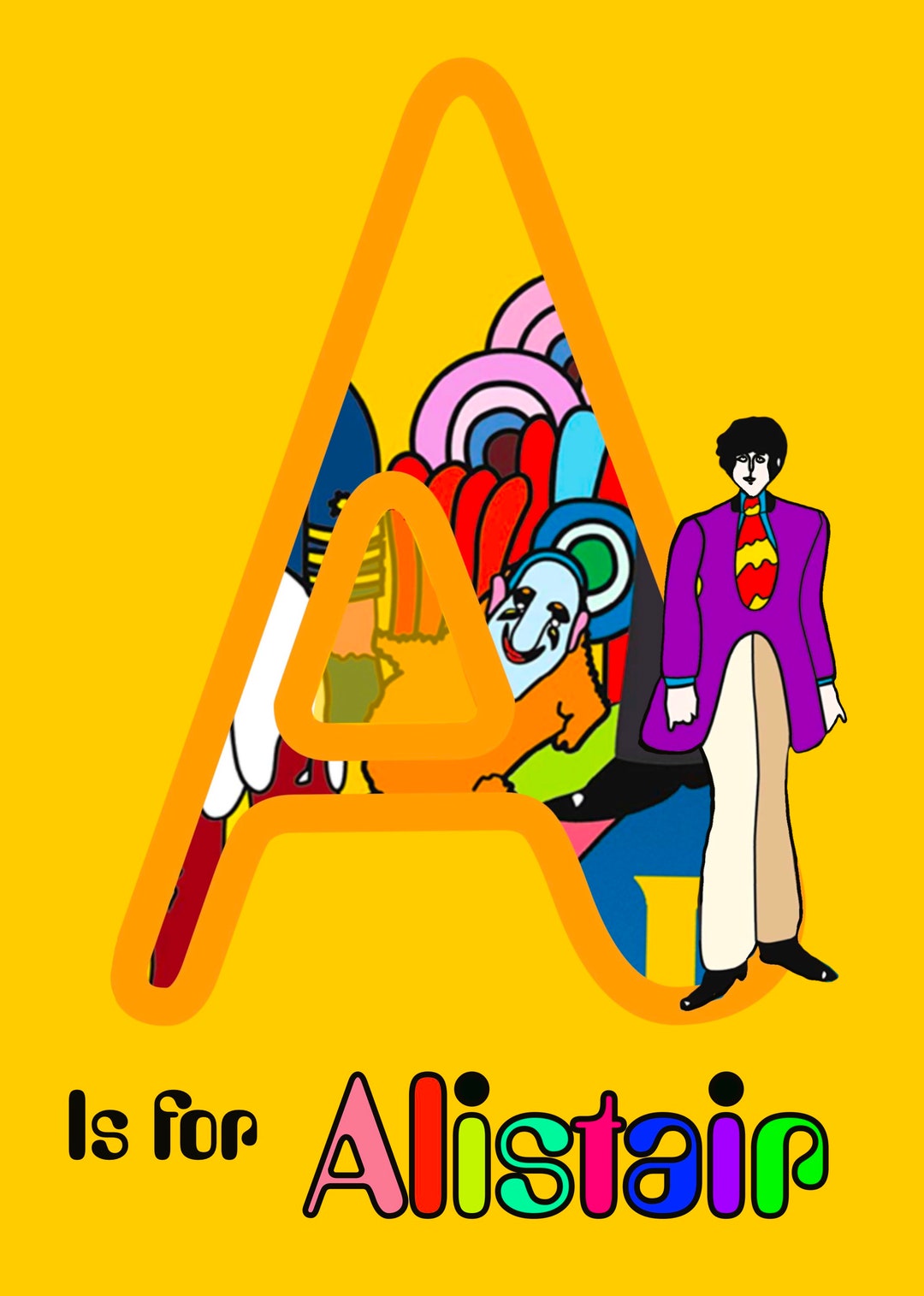 A4 Beatles Alphabet Personalised Beatles Print With Name and Favourite ...