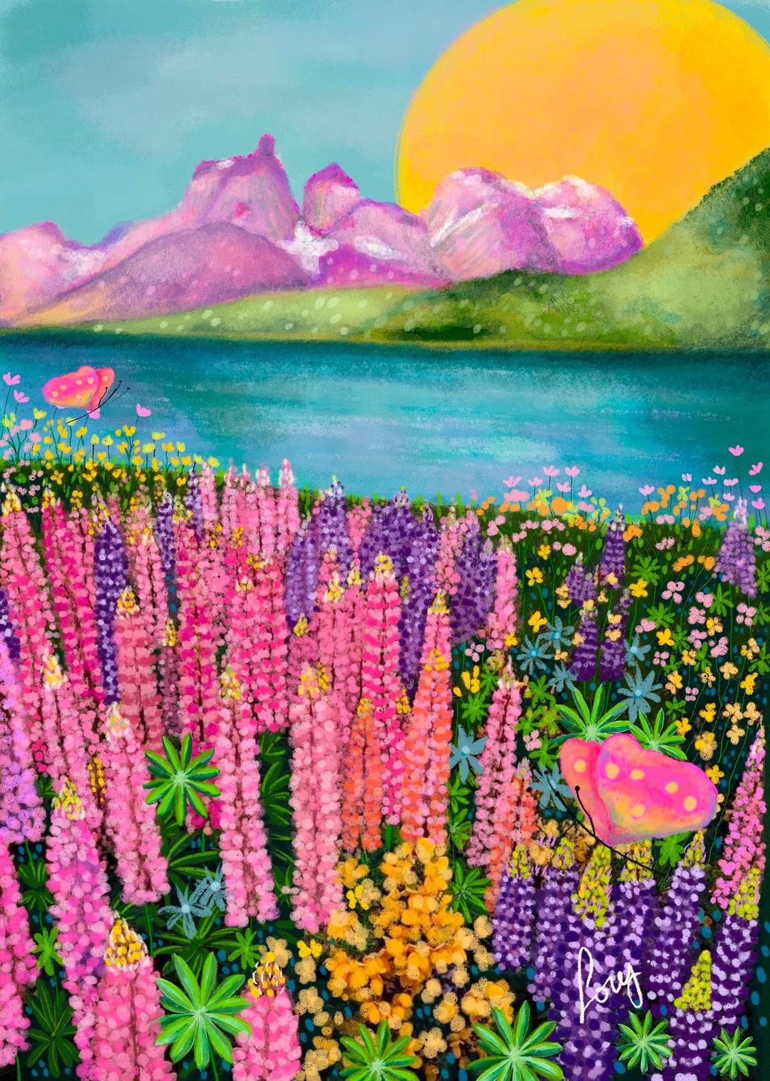 Torres Del Paine Print, Colourful Poster South of Chile Art Wall Decor ...