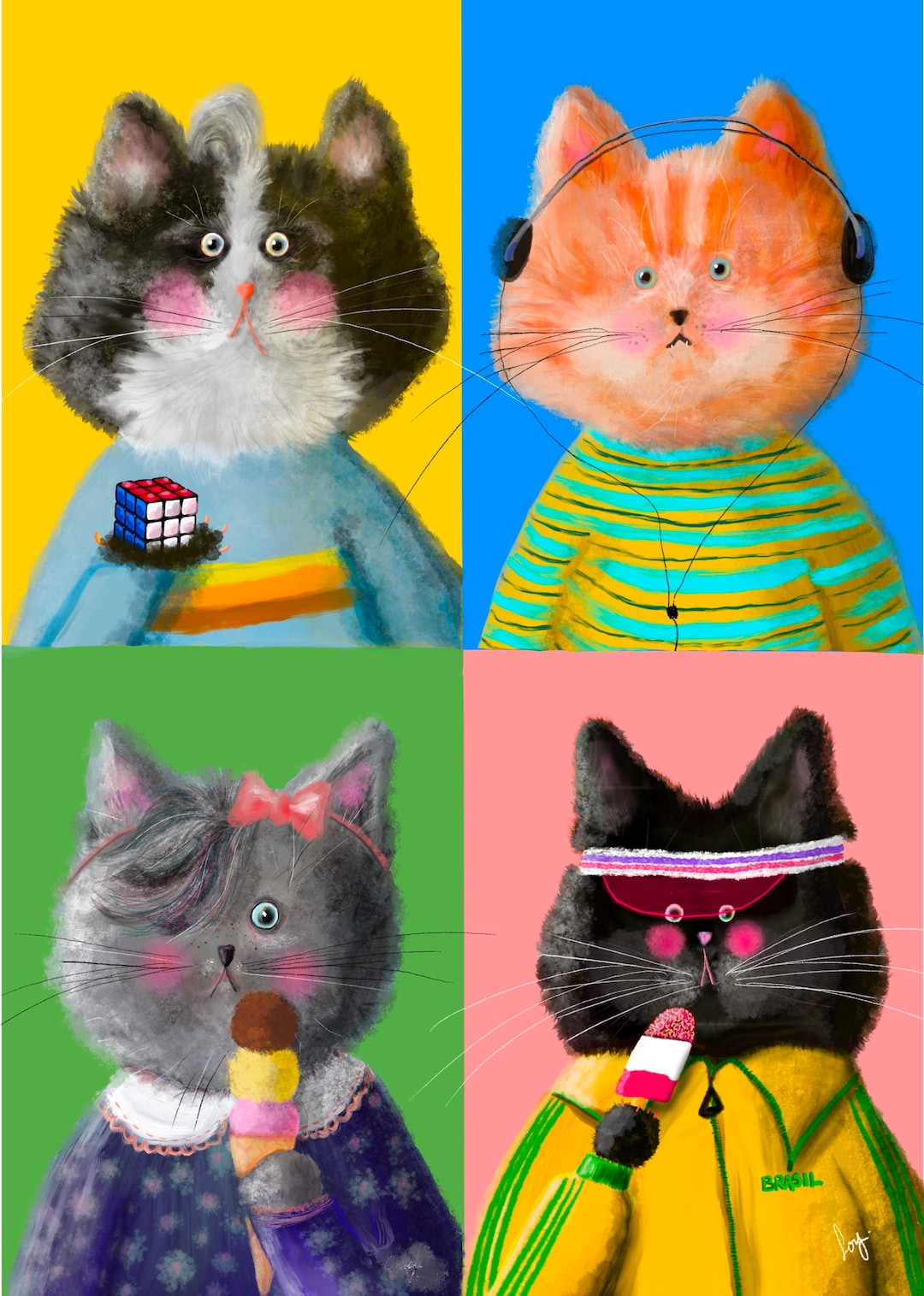 Famous Blur Album Cover With Cats Illustrations Blur Music Band Art ...