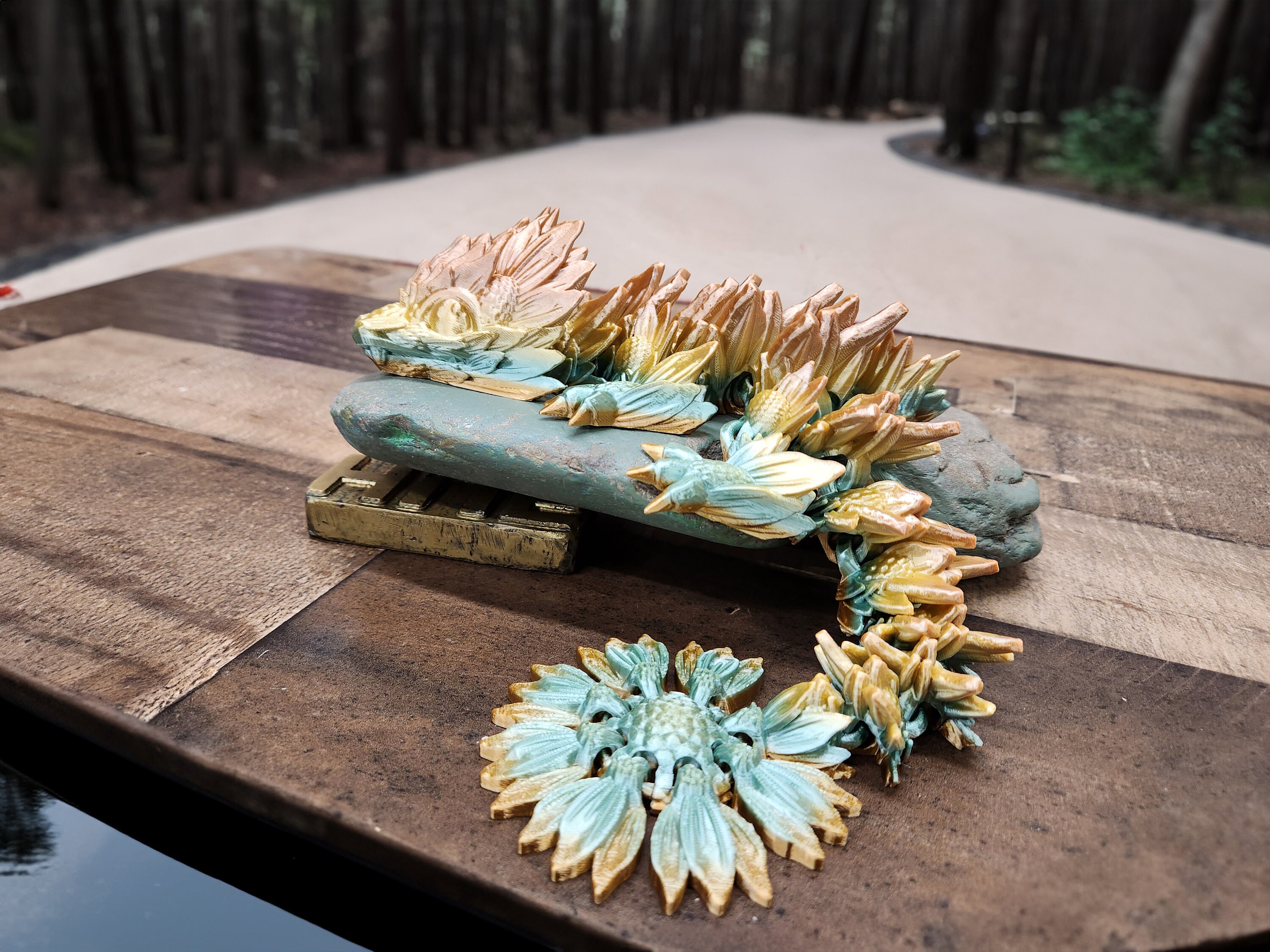 3D Printed Baby Sunflower Dragon - Articulated Fidget Desk Toy Gift ...