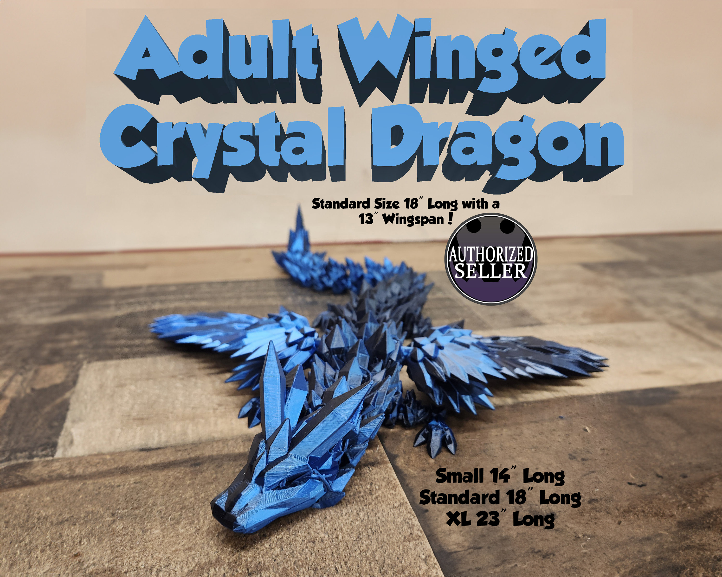 3D Printed Crystal Dragon With Wings Articulated Fidget Desk Toy Gift ...