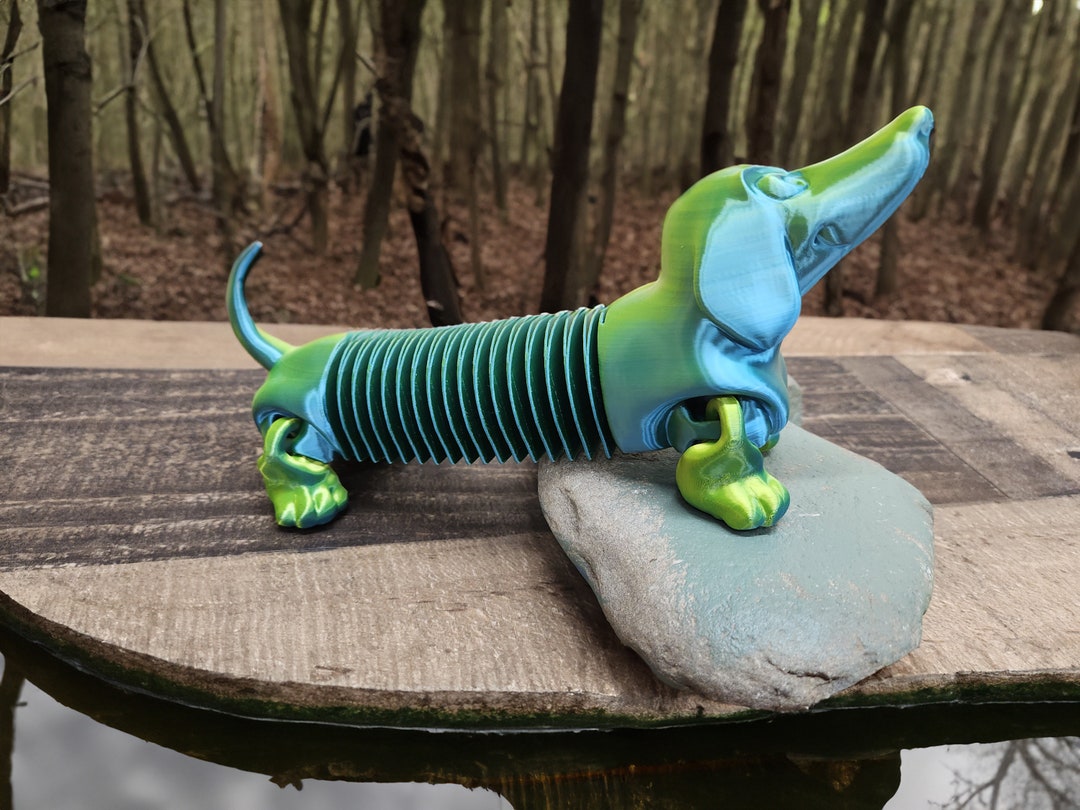 3D Printed Articulated & Flexible Dachshund Dog - 3D Printed Fidget Dog ...