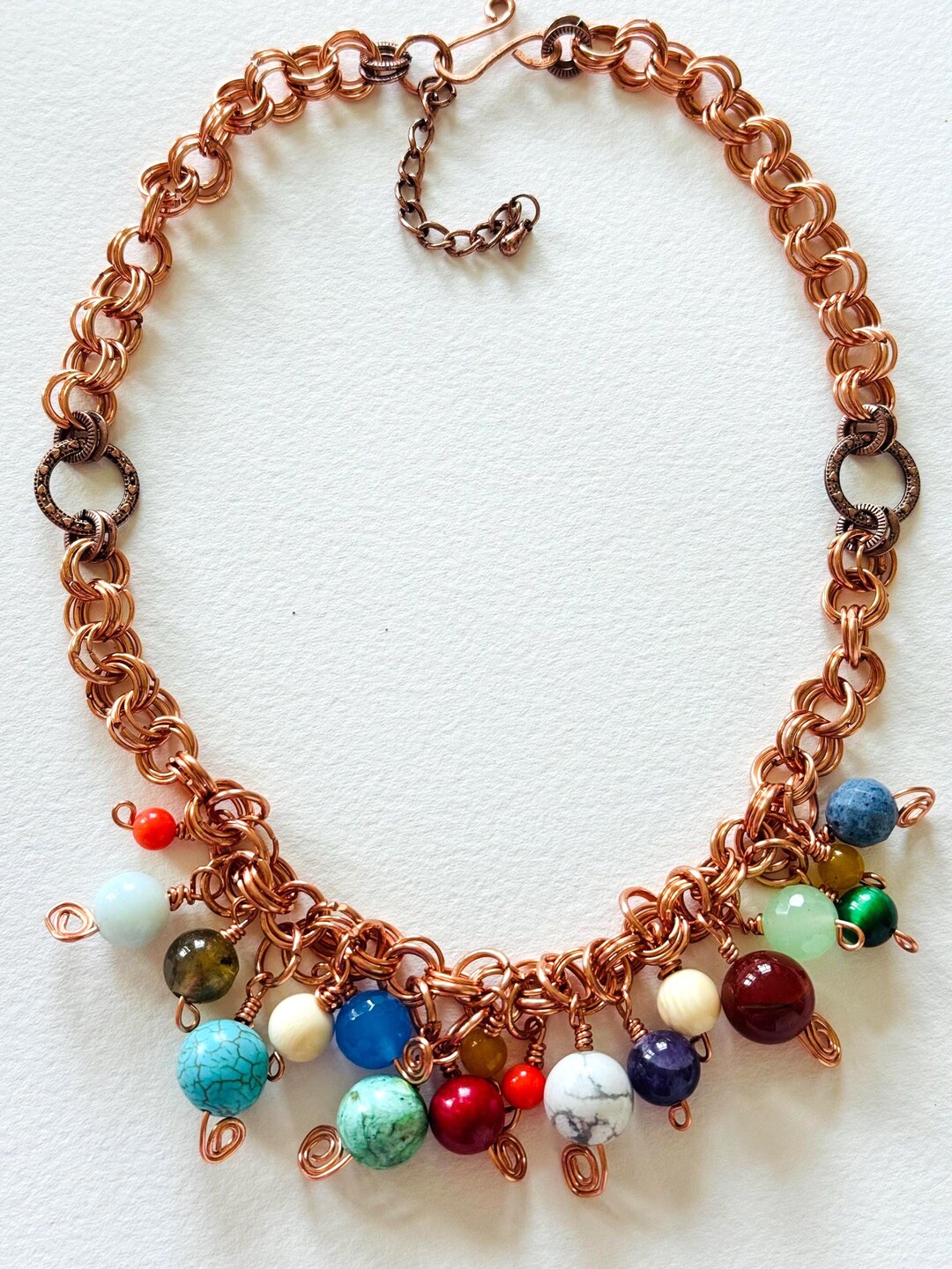Handmade Copper Chain Gemstone Necklace: Earthbound Beauty - Etsy