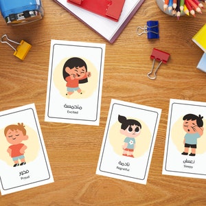 Arabic Emotions' Posters and Flashcards, Simple and Advanced Feelings ...