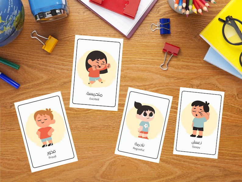 Arabic Emotions' Posters and Flashcards, Simple and Advanced Feelings ...