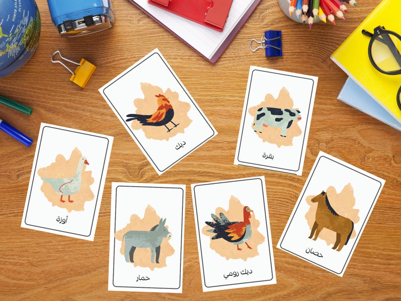 ARABIC FARM ANIMALS Poster & Flashcards - Etsy