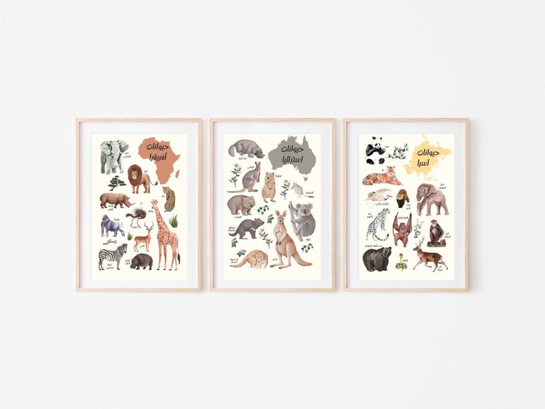 Arabic Animals Wallart Bundle, Set of 3 Posters of African, Asian and ...