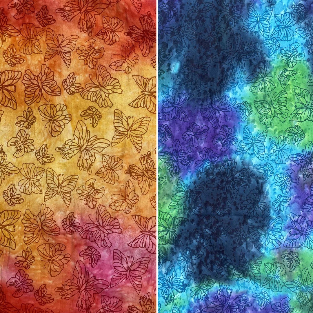 100% Cotton Hand Dyed Indian Bali Batik Print Butterfly Mural Design ...