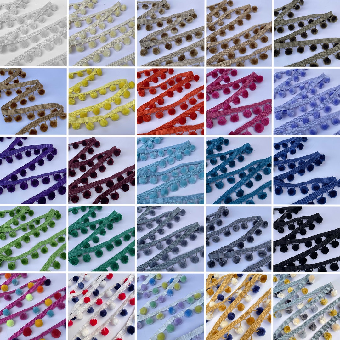 Pom Pom Balls Trim Trimming Edging 18mm Bobble Fringe 28mm Pompom Bias ...