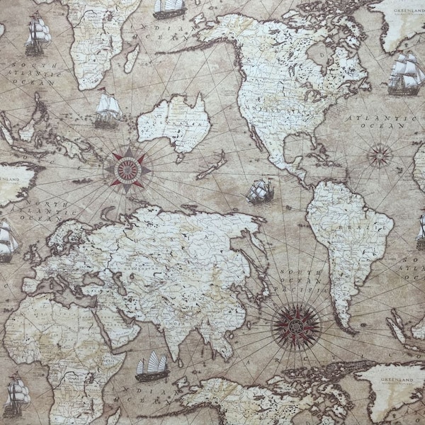 Map Fabric - Etsy UK