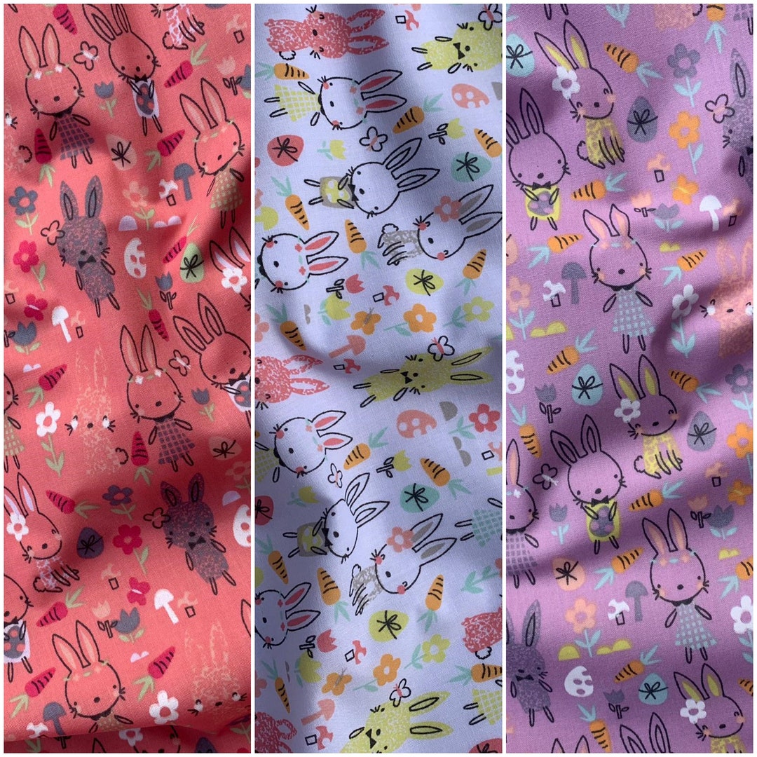 Bunny Rabbits Design Novelty Children's Poly Cotton Printed Fabric ...